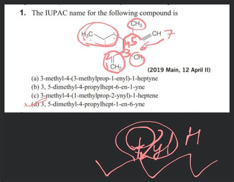 The Iupac Name For The Following Compound Is C Cc C C Ccc C C C C 2019 M