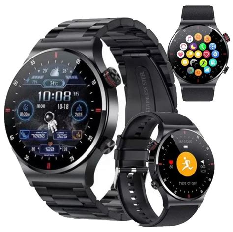 Luksusowy Smartwatch męski zegarek elegancki czarny paski Polskie Menu Inna marka Sklep