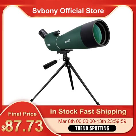 New SVBONY SV28 80mm Spotting Scope 20-60x Zoom Telescope Waterproof ...