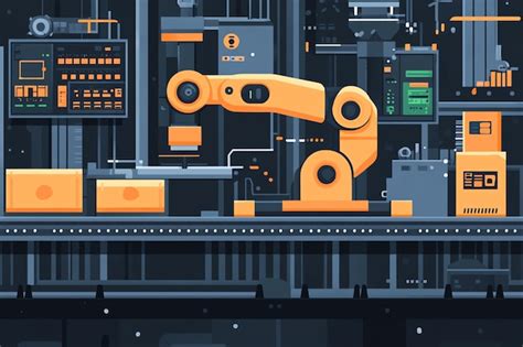 Automated Production Line With Robotic Arm Premium Ai Generated Image