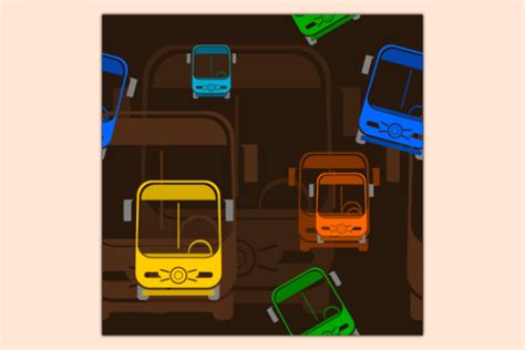 Front Colorful Bus Dark Seamless Pattern Graphic By Faqeeh Creative Fabrica