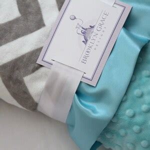 Gray And White Chevron Minky Blanket With Ocean Blue Minky Dot On Reverse With Coordinating