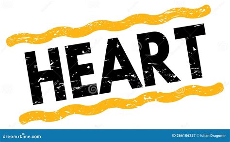 Heart Text On Yellow Black Lines Stamp Sign Stock Illustration