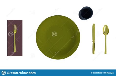 Simple Dinner Table Setting Of Generic Kitchen Utensils In