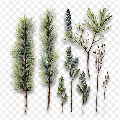 A Set Of Different Types Of Pine Trees Premium AI Generated PSD