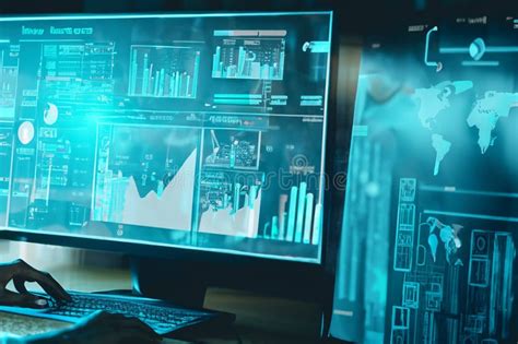 Big Data Analysis With Ai Technology For Business Analytics Virtual Computer Screen Stock