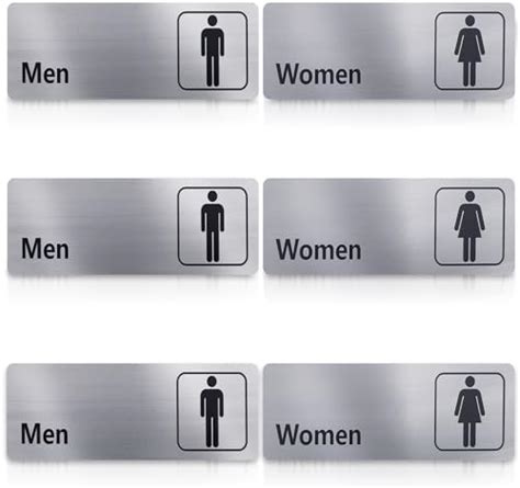Brushed Aluminum Restroom Signs Men And Women Modern