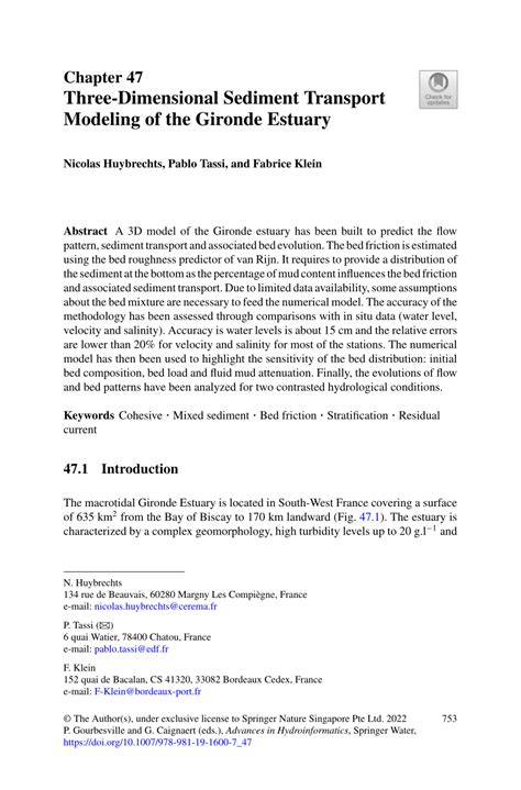 Pdf Three Dimensional Sediment Transport Modeling Of The Gironde Estuary