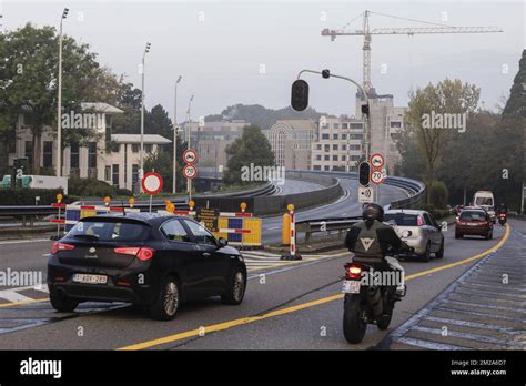 Illustration Picture Shows Traffic Jam As The Herrmann Debroux Viaduct Is Closed For Reparations