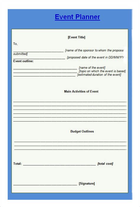 Event Planning Template Pdf
