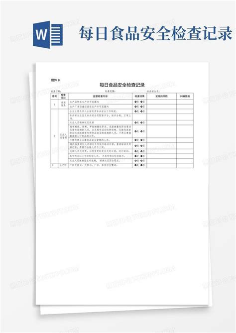 每日食品安全检查记录word模板下载编号lzgnjpje熊猫办公