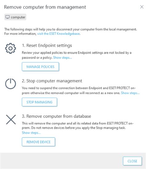 Remove Computer From Management Eset Protect On Prem 111 Eset