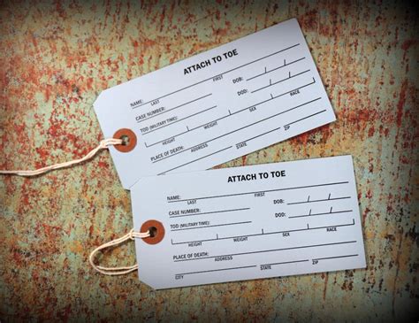 1 Vintage Authentic Toe Tag For Morgue Or Halloween Etsy