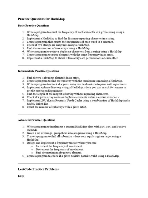 Hashmap Practice Questions Pdf String Computer Science Computer Programming