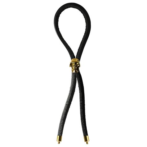 Bolo Cock Ring Lasso Skull Slider Leather Strap Black Phs