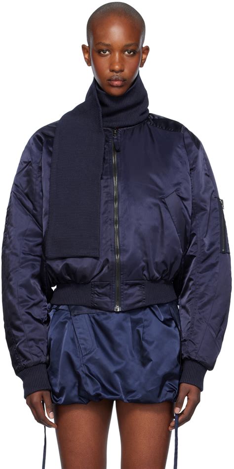 Navy Scarf Bomber Jacket By Ottolinger On Sale