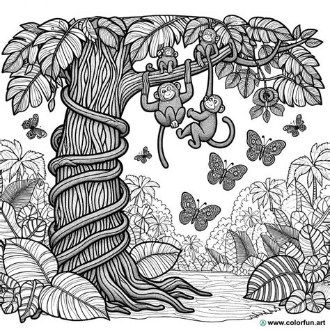 Disegno Da Colorare Di Un Paesaggio Tropicale Scarica O Stampa