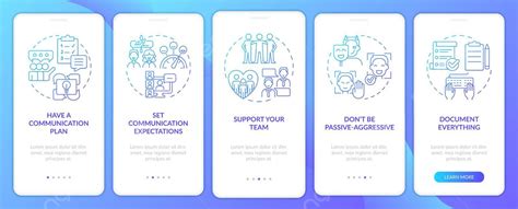 Mobile App Onboarding Screen With Blue Gradient Communication Management Vector Illustration