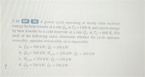 solved 5 16wpss a power cycle operating at steady state