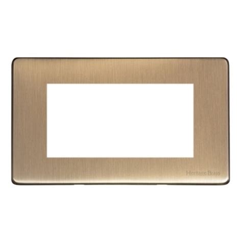 Heritage Brass Vintage Antique Brass 4 Module Euro Plate Ukes