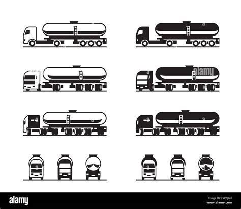 Tank Trucks In Different Perspective Vector Illustration Stock Vector