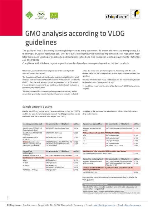 Gmo Analysis According To Vlog Handout Food And Feed Analysis