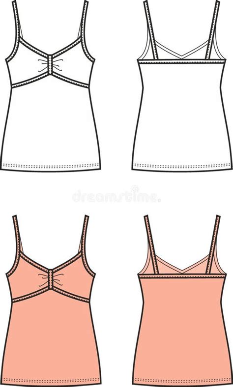 Strap Top Flat Sketch Singlet Apparel Design Front And Back Women