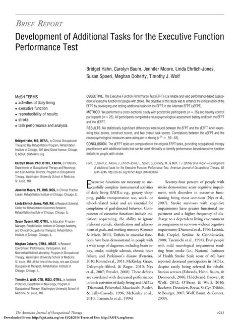 Pdf Development Of Additional Tasks For The Executive Function