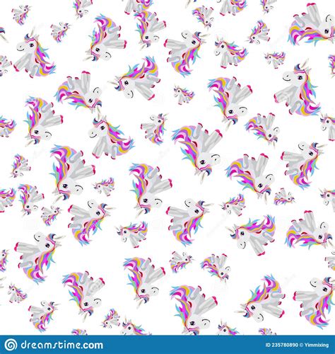 Cute Unicorn Hand Drawn Seamless Pattern Vector And Illustrations Stock Vector Illustration Of