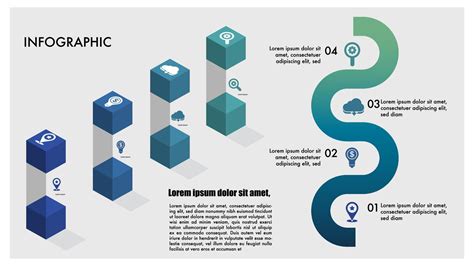 Isomatric Infographic 4 Column Road Map And Green Color For Business