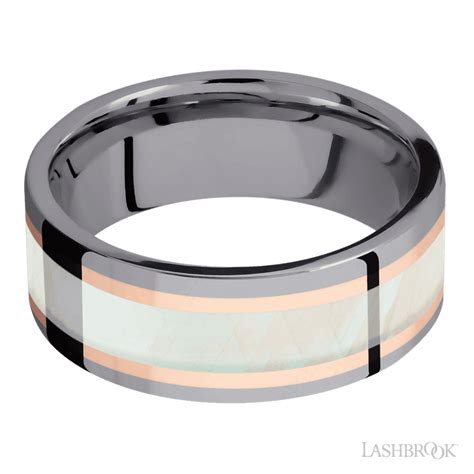 Lashbrook Designs 8 Mm Wideflattantalum Band Featuring Inlays Of 14k