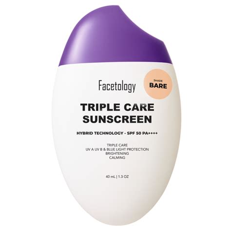 Facetology Triple Care Sunscreen Tinted Shade Bare Spf 50 Review Soco