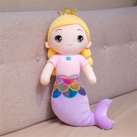 55cm Cute Crown Mermaid Doll Plush Toy Little Mermaid Stuffed Toys Soft