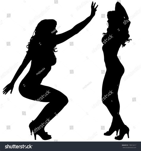 Vector Silhouettes Sexy Women Long Hair Stock Vector Royalty Free
