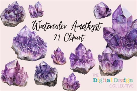 Watercolor Amethyst Clipart Purple Graphic By Lizballew · Creative Fabrica