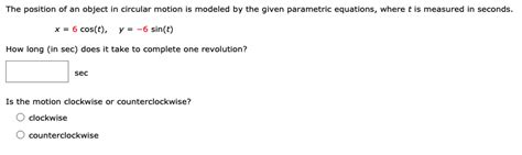 solved the position of an object in circular motion is