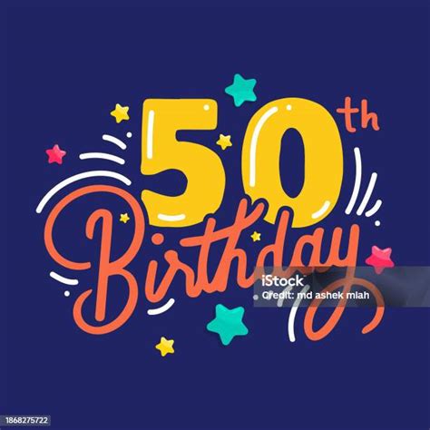 50 년 생일 축하 현대적이고 다채로운 타이포그래피 일러스트 50 년 기념일 로고 생일 초대장 결혼식 희년 및 인사말 카드에 대 한 벡터 템플릿 디자인 요소 100주년에