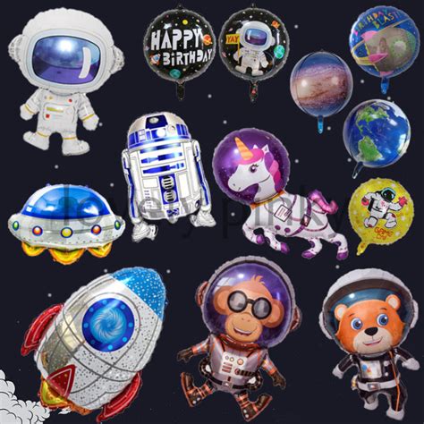 พร้อมส่ง‍ ลูกโป่งธีมอวกาศ ฟอยล์นักบินอวกาศ ลูกโลก และจรวดspace