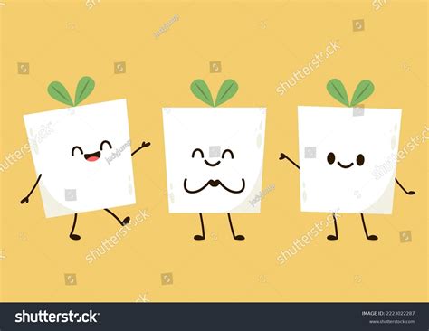 Cute Tofu Cartoon Happy Cute Smiling Stock Vector Royalty Free