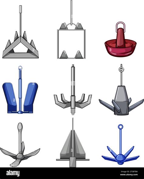 Boat Anchor Set Cartoon Vector Illustration Stock Vector Image And Art