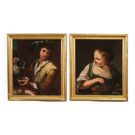 Elégante Paire De Portraits Tableau Du Xviiie Siècle Selency