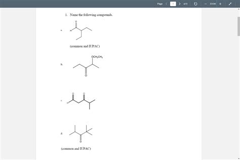 Solved 1 Name The Following Compounds A Common And Chegg