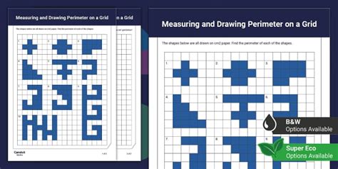 measuring and drawing perimeter on a grid activity sheet