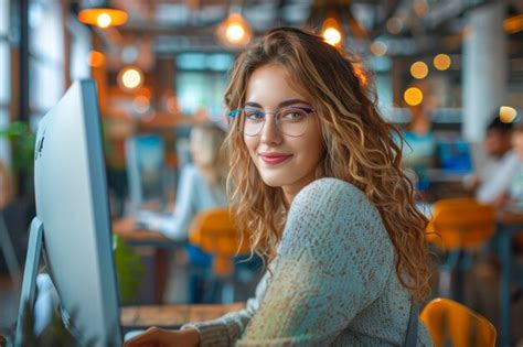 Innovative Female Digital Editor Enhances Photos On Computer In Stylish