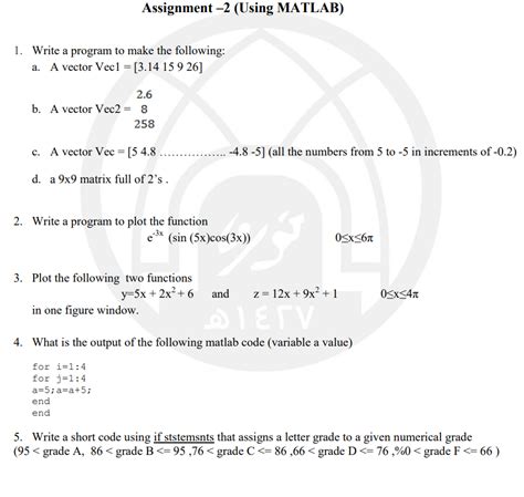 Solved Assignment 2 Using MATLAB 1 Write A Program To Chegg Com