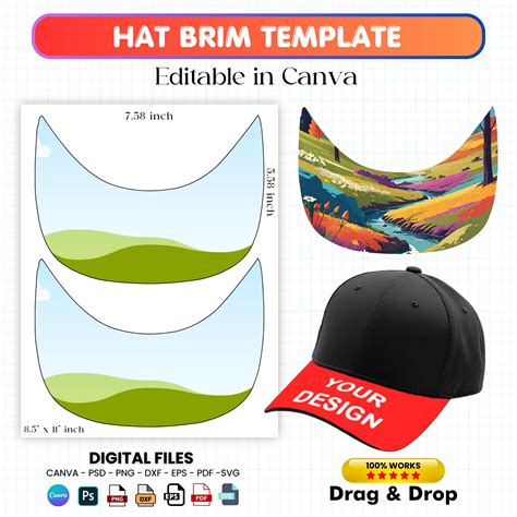 Hat Brim Template Hat Brim Svg Blank Hat Template Baseball Cap