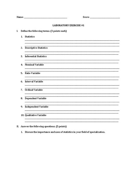 Statistics Exercise Pdf Statistics Evaluation Methods