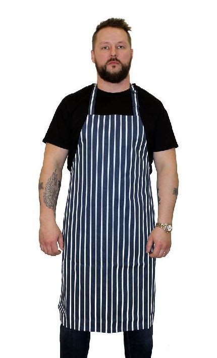 Butchers Bib Navy Vertical Stripe Apron Polycotton Aprons For Food