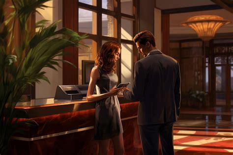 Premium Ai Image Couple Checking Into Hotel