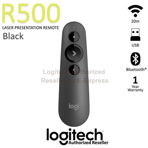 Logitech R500 Wireless Presenter Laser Pointer Black สีดำ ประกัน